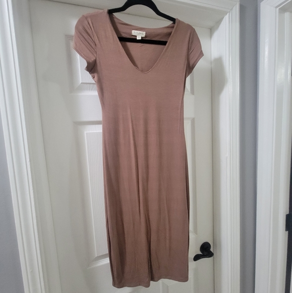 See You Monday | Dresses | See You Monday Fitted Light Brown Midi Dress ...